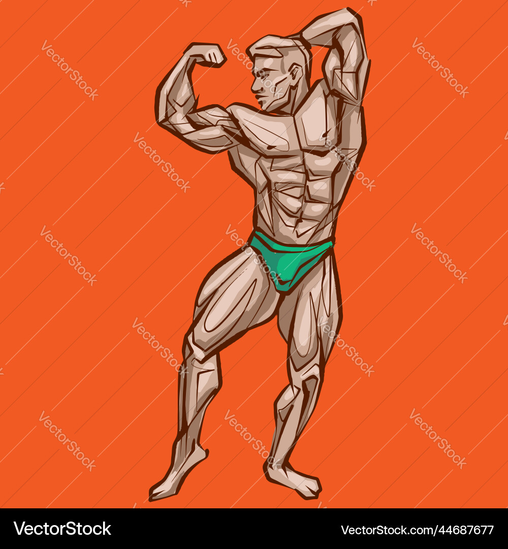 Posing bodybuilder isolated silhouette Royalty Free Vector