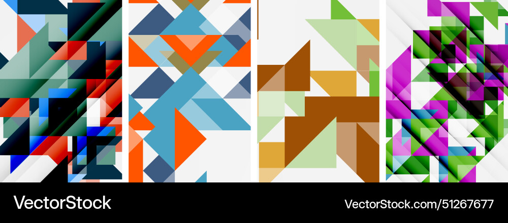 Set of colorful triangle poster cover template Vector Image