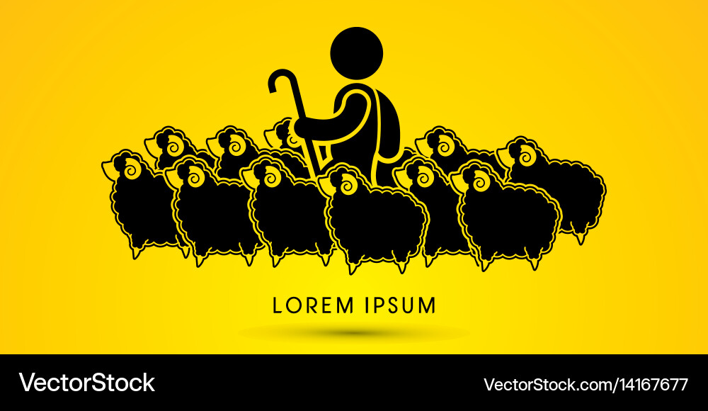 Shepherd and sheep Royalty Free Vector Image - VectorStock