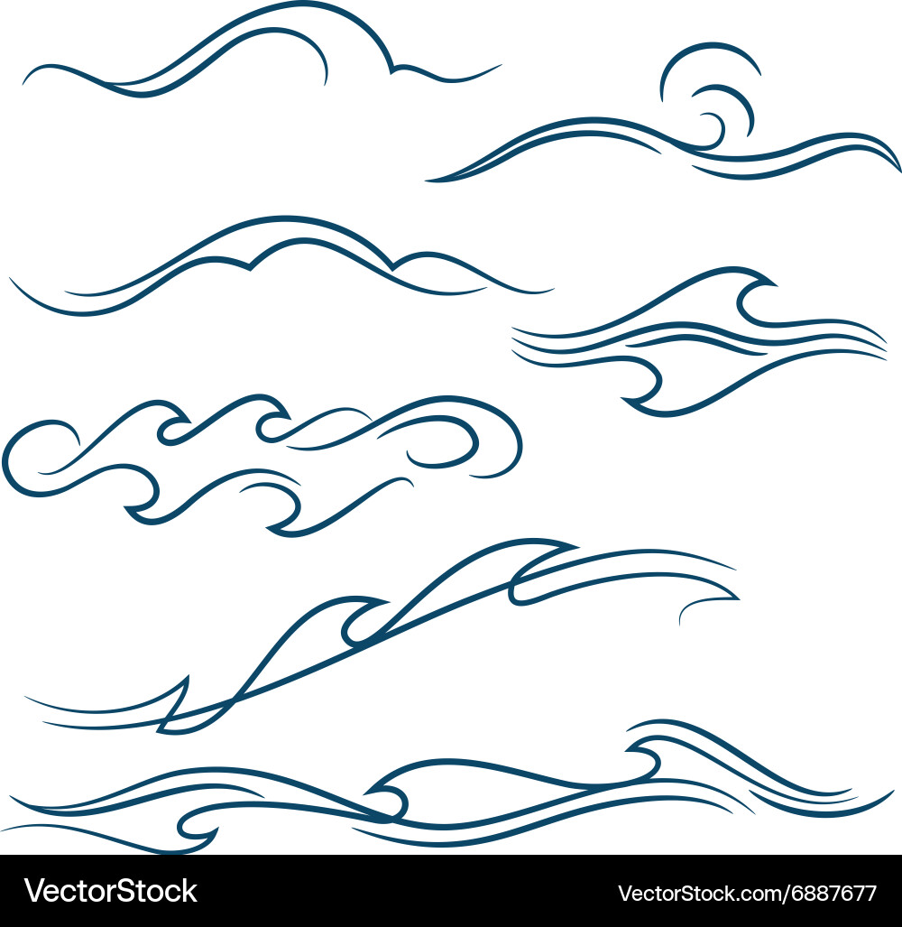 Simple waves set Royalty Free Vector Image - VectorStock