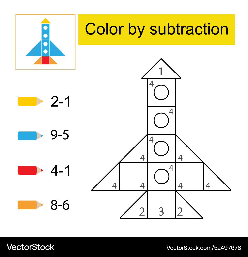 Coloring pages color by subtraction Royalty Free Vector