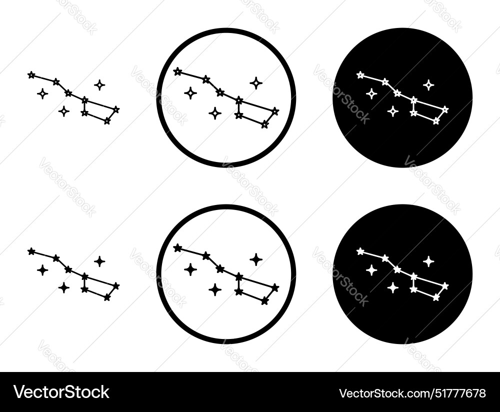 Constellation icon set black filled and outlined Vector Image