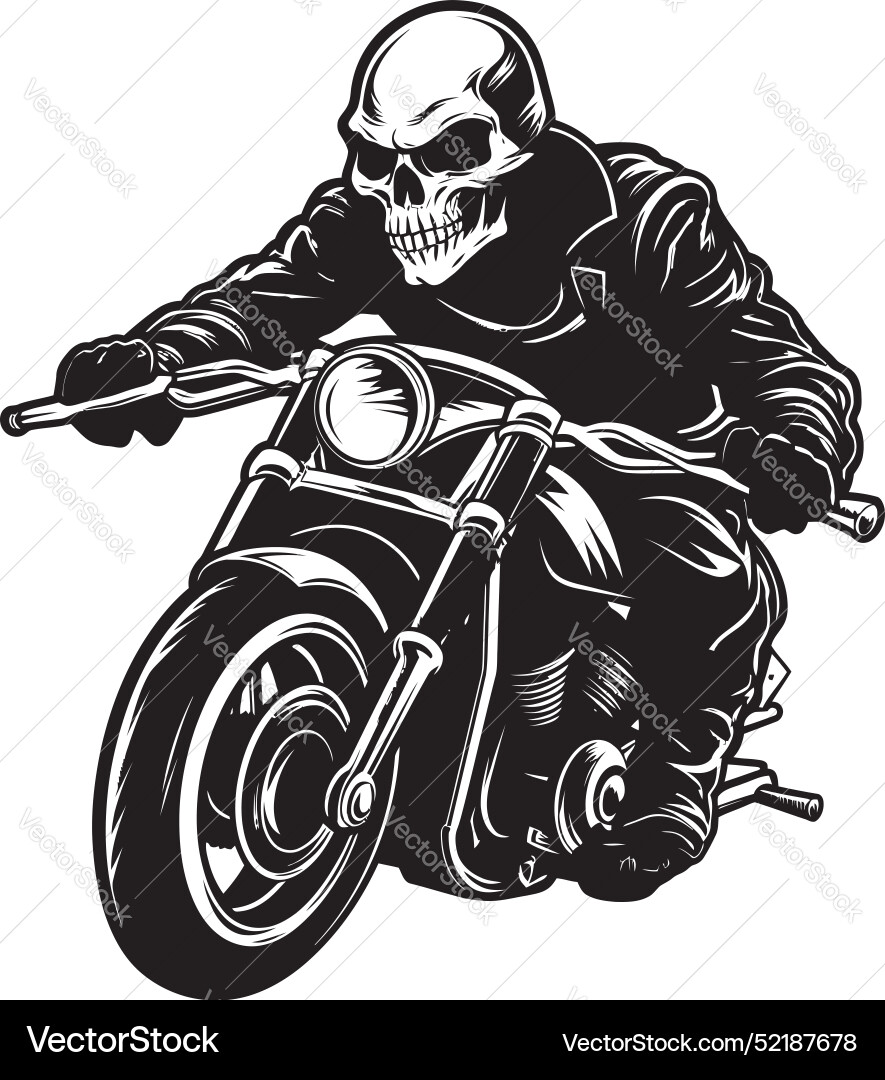 Death ride skeleton riding motorcycle black logo Vector Image