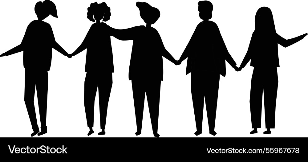 Diversity people equality black and white icon Vector Image