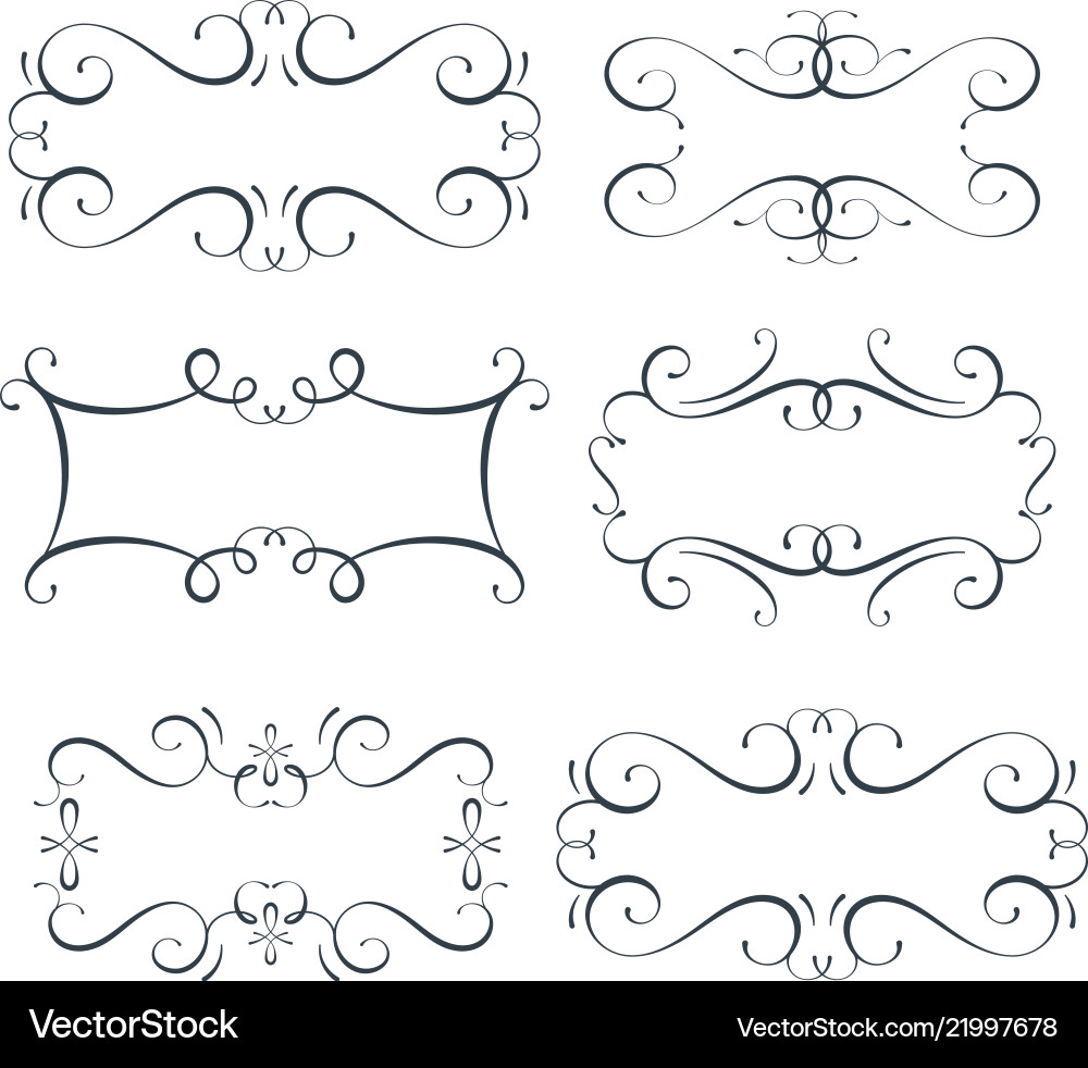 Flourish frames set scroll border Royalty Free Vector Image