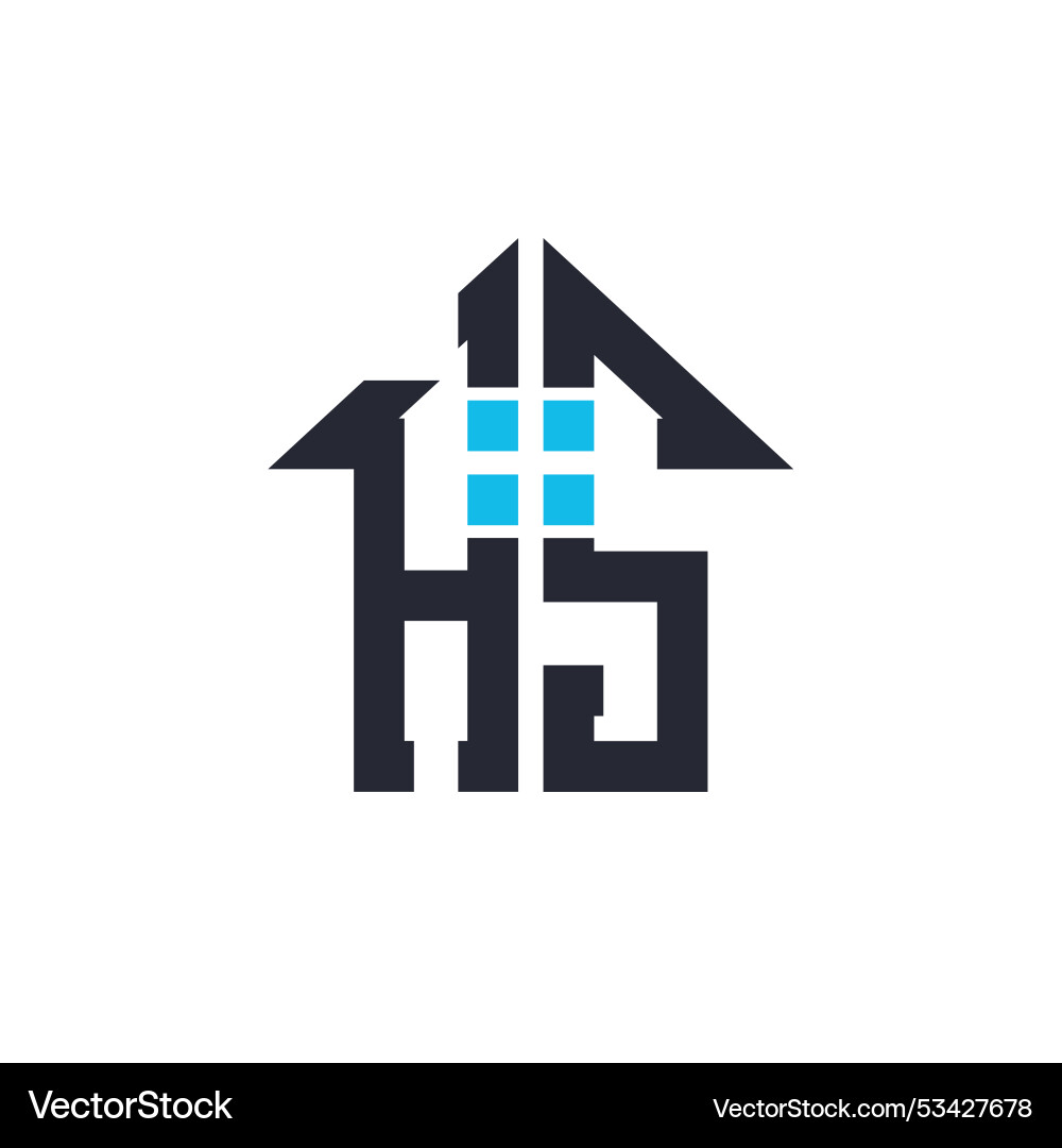 Initials hs house logo design creative letter Vector Image