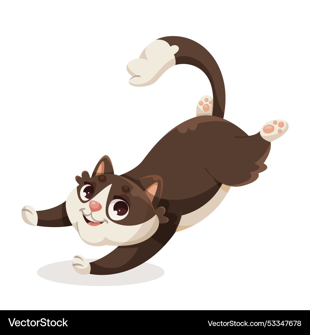 Jumping playful cartoon cat Royalty Free Vector Image