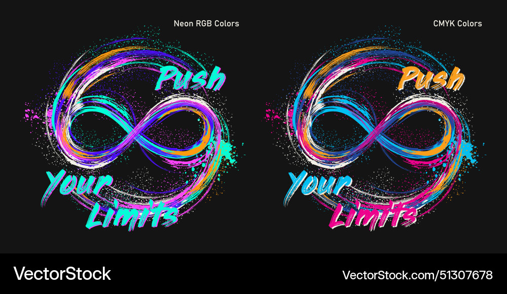 Label with infinity sign drawn with neon paint Vector Image