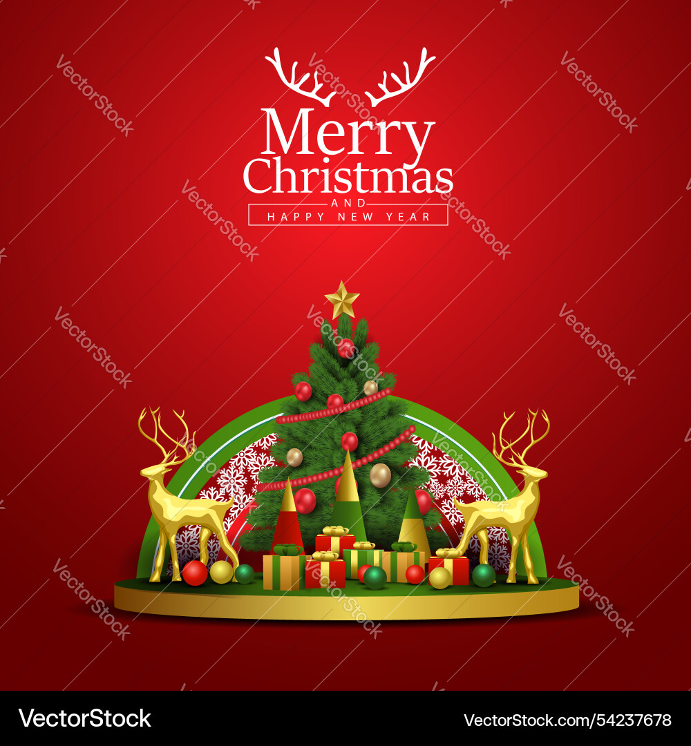 Merry christmas poster design 3d platform Vector Image