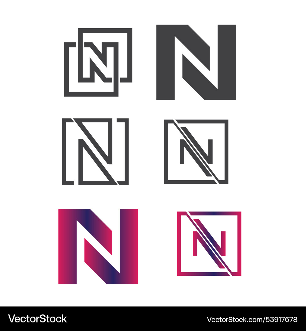 Modern monogram letter n logo black and white bus Vector Image