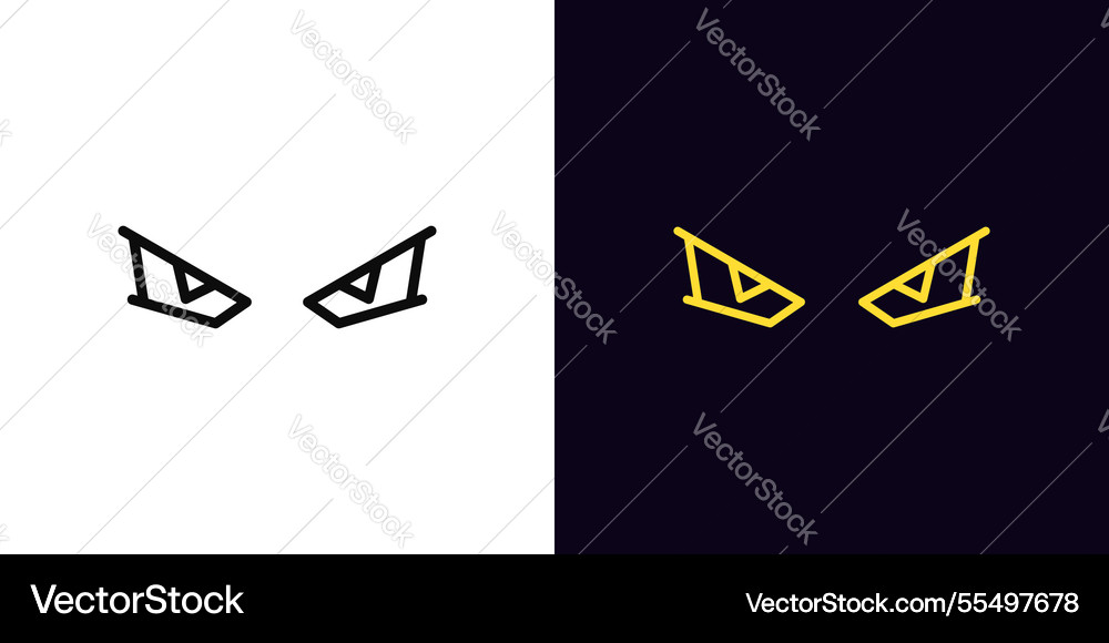 Outline angry eyes icon with editable stroke Vector Image