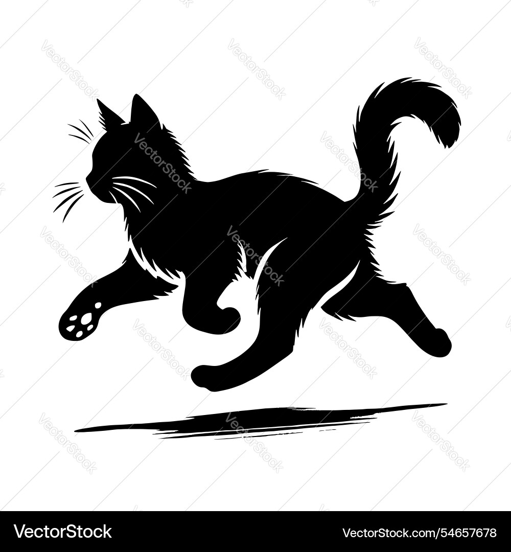 Silhouette of a running cat Royalty Free Vector Image