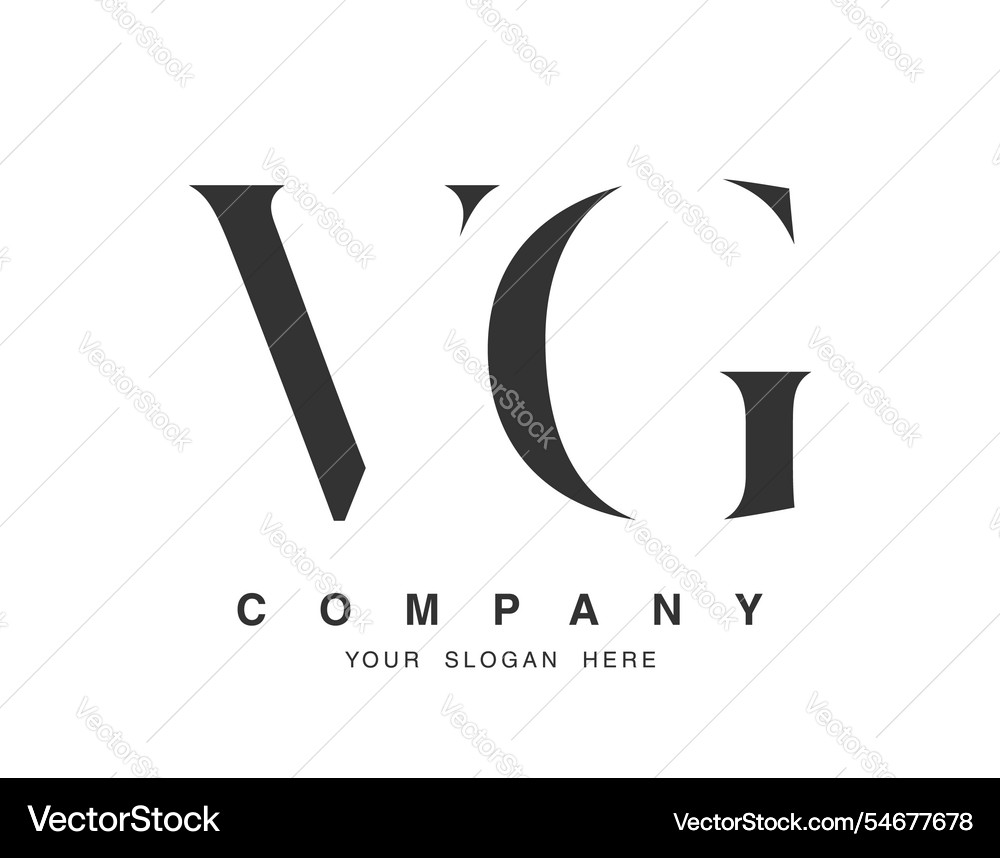 Vg logo design initial letter v and g serif font Vector Image