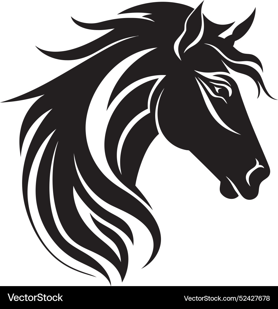 Wild stallions monochrome artworkgraceful mane Vector Image