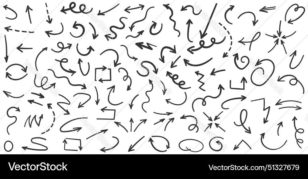 Arrow icon in hand drawn style handmade doodle Vector Image