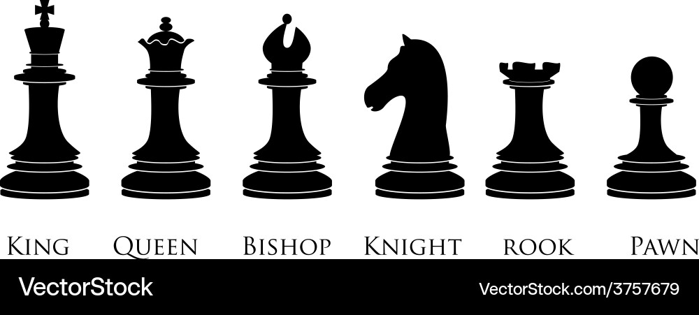 Black Chess Pieces With Names Royalty Free Vector Image