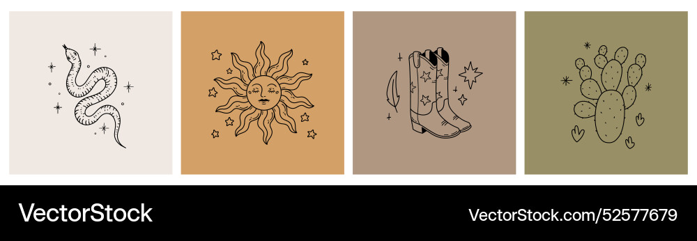 Cards with western elements Royalty Free Vector Image