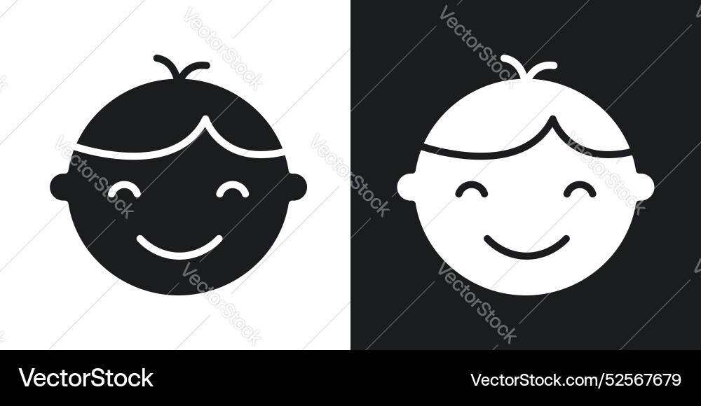 Child face icon set on white background Royalty Free Vector