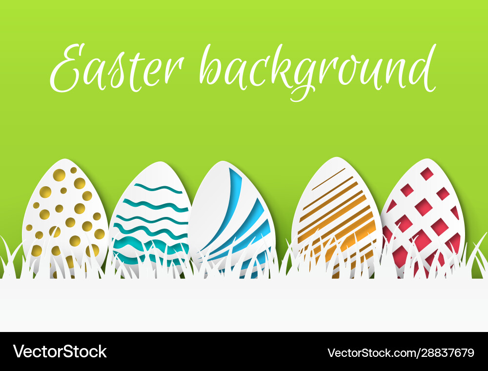 Easter paper cut colorful eggs Royalty Free Vector Image