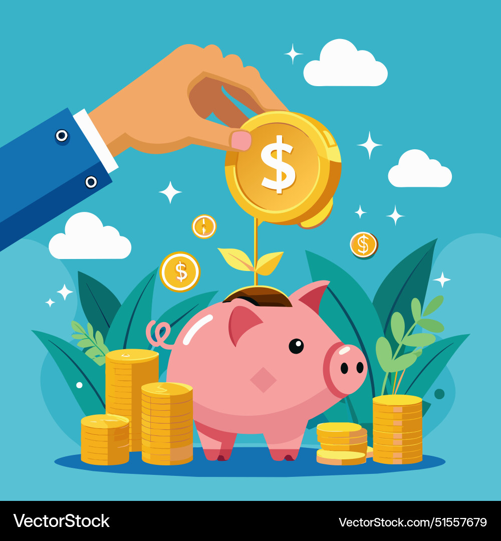 Frugality savings for prosperity or financial Vector Image