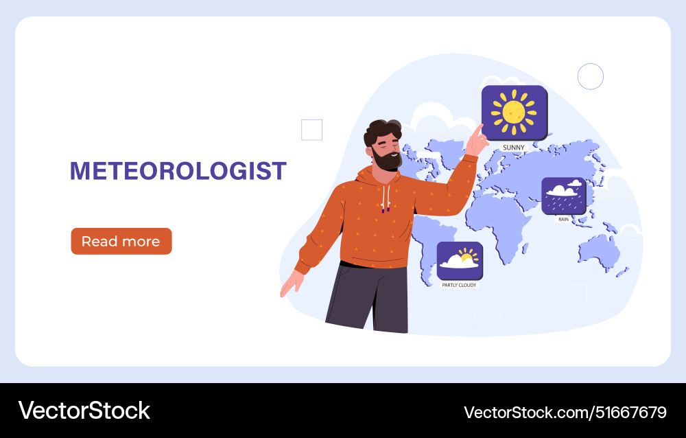 Man meteorologist poster guy lead weather Vector Image