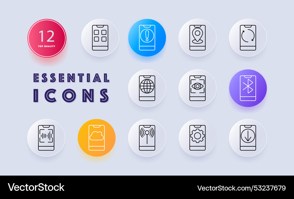 Mobile notification set icon alerts gps update Vector Image