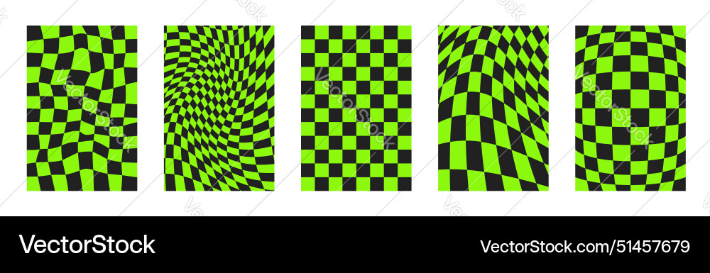 Psychedelic checkerboard set of trippy checkered Vector Image
