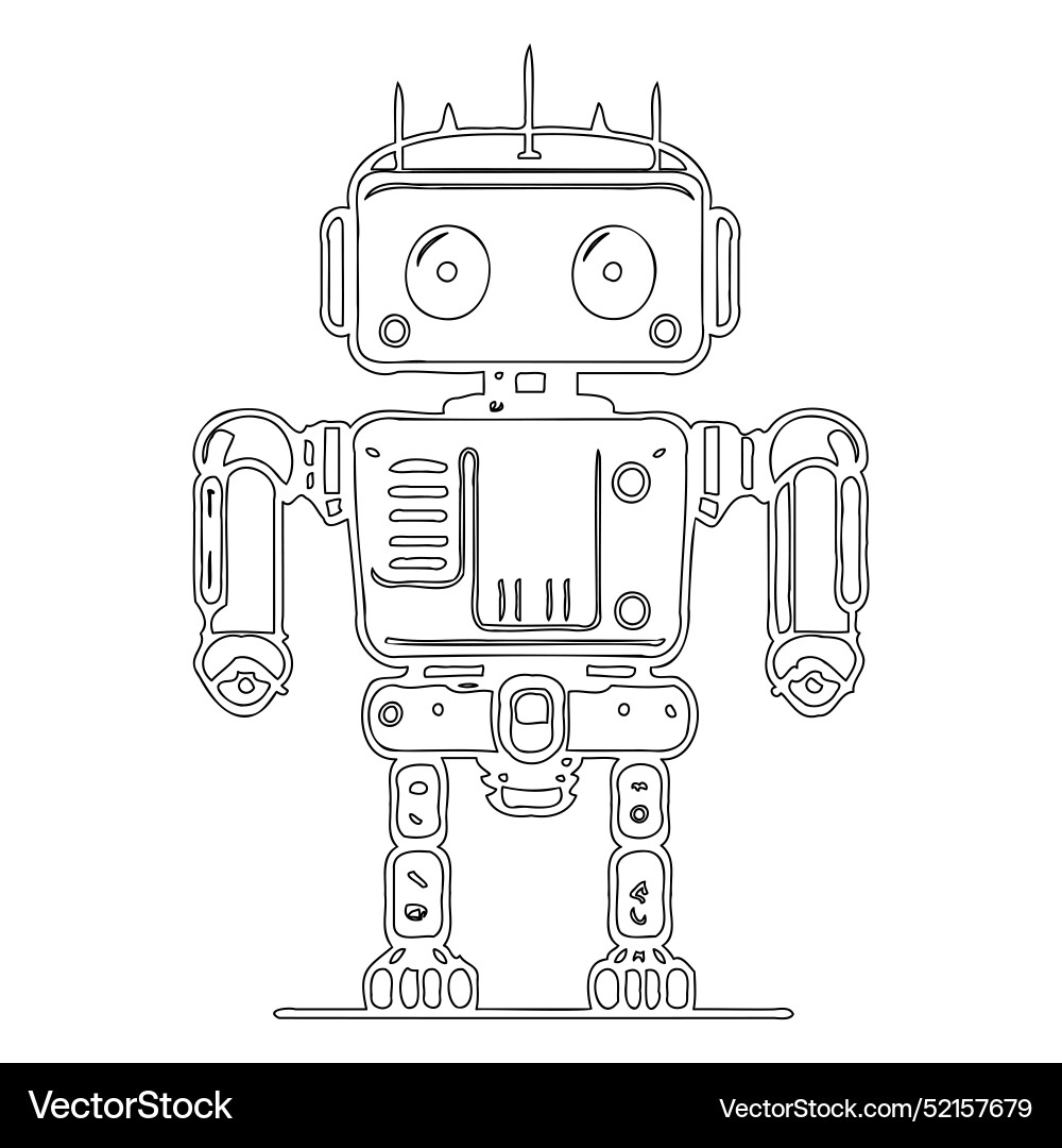 Robot outline sketch Royalty Free Vector Image