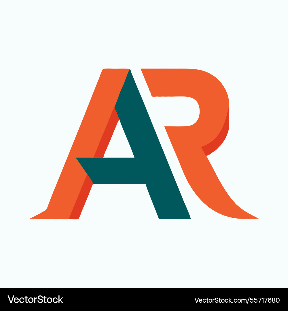 Ar letter minimal logo design on white background Vector Image