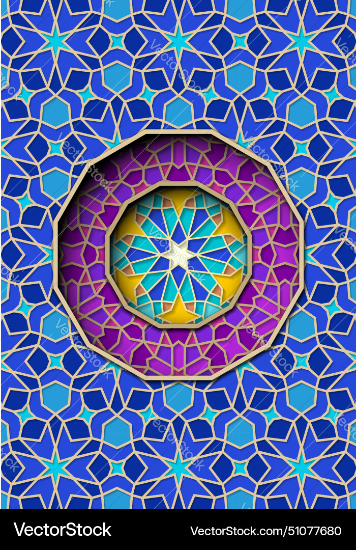 Arabic ornament with girih patterns and round Vector Image