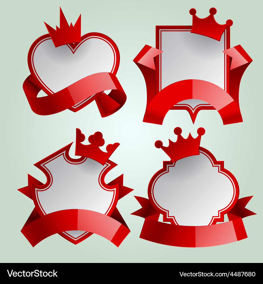 Badge set with ribbon and crown Royalty Free Vector Image
