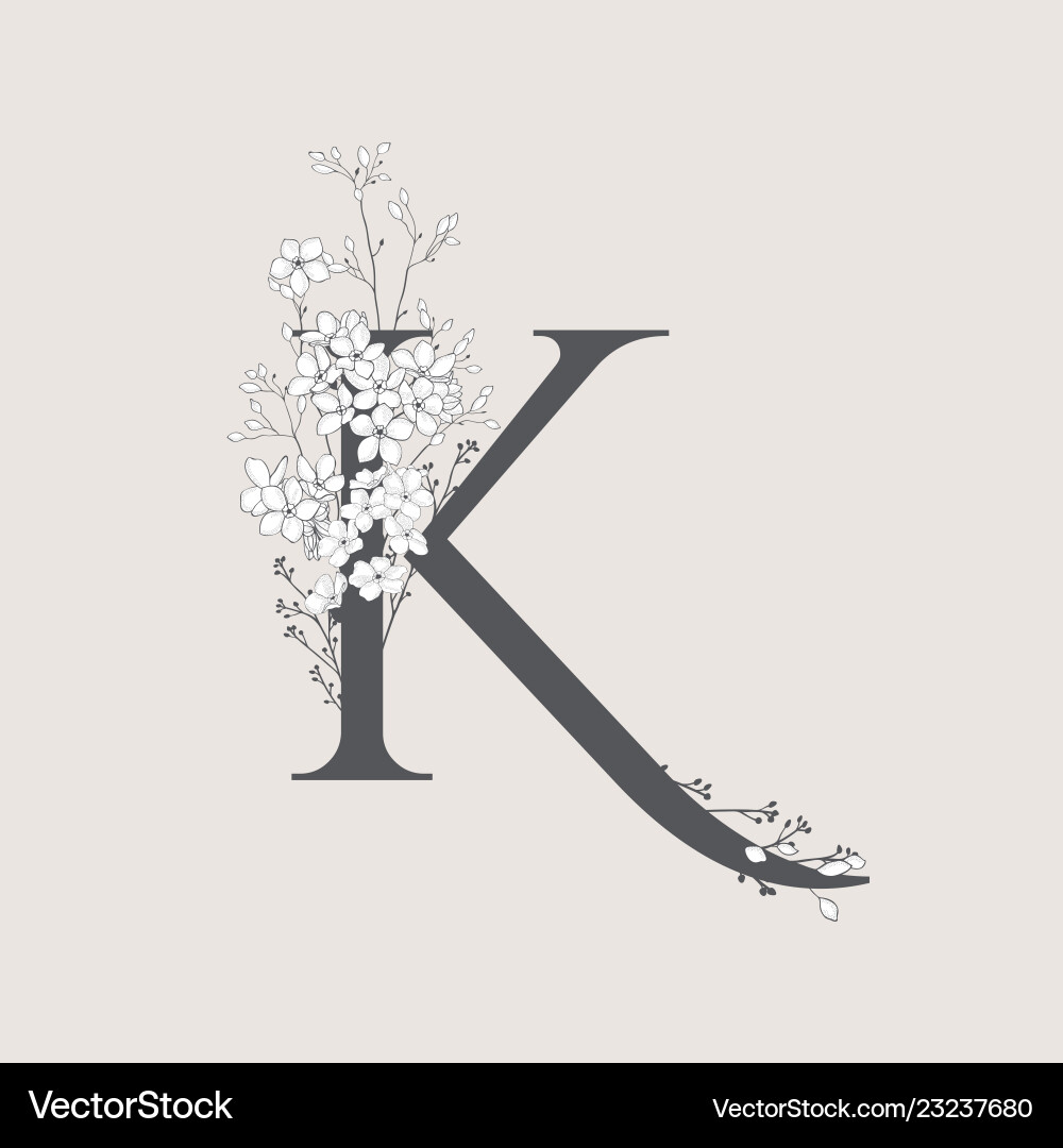 Blooming floral initial k monogram and logo Vector Image