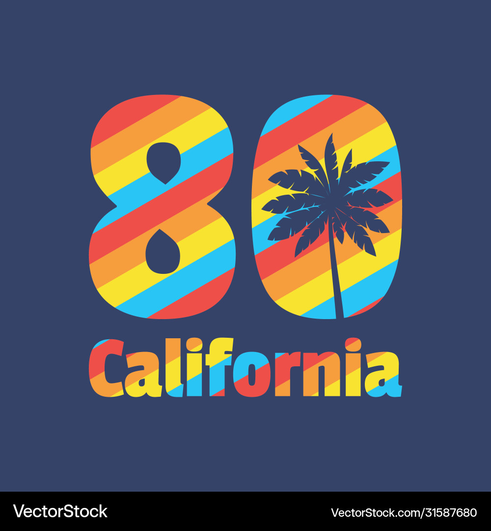 California 80 - concept Royalty Free Vector Image