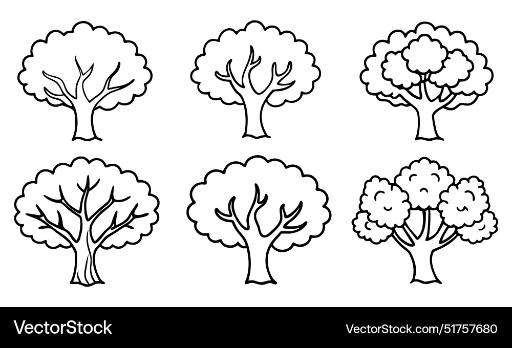 Oak tree outline isolated flat on white background