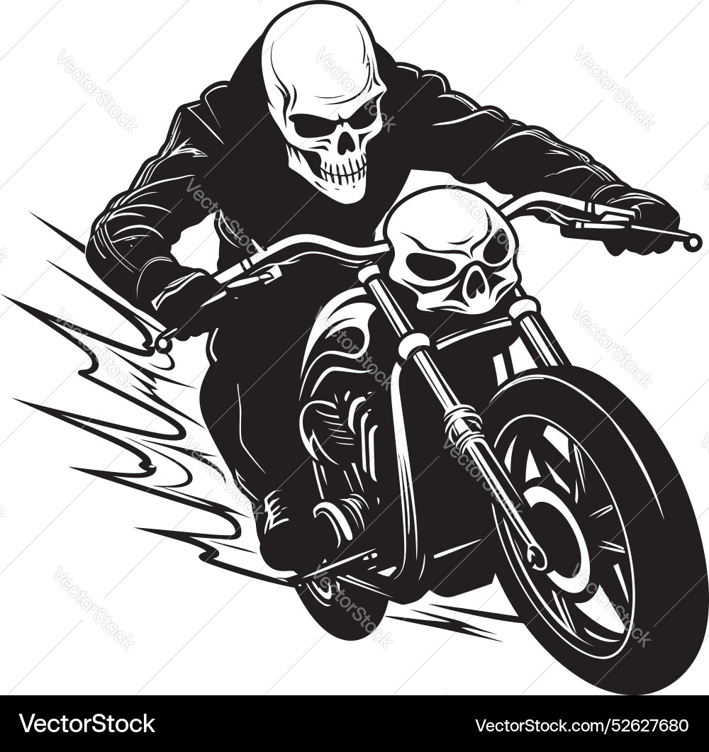 Phantom bikers skull motorbike logo infernal Vector Image