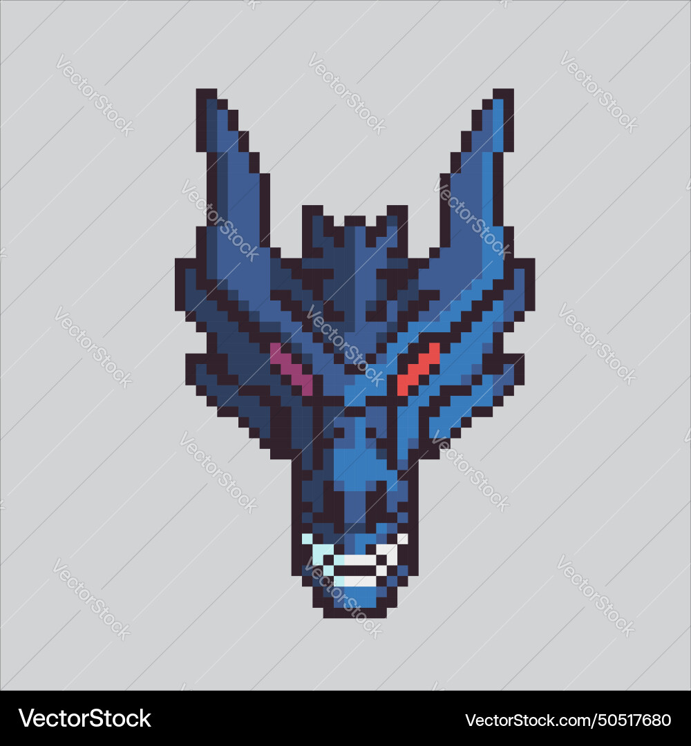 Pixel art dragon head Royalty Free Vector Image