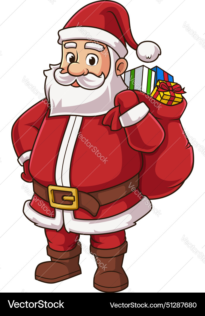 Santa claus with bag over shoulder Royalty Free Vector Image