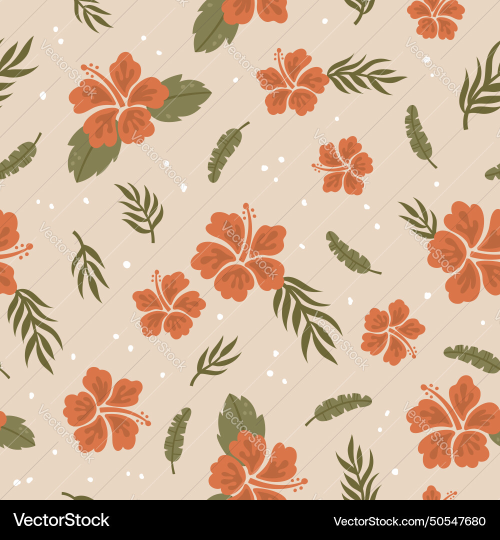 Seamless pattern of hibiscus flower Royalty Free Vector