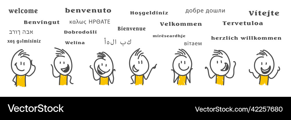 Stick figures welcome Royalty Free Vector Image