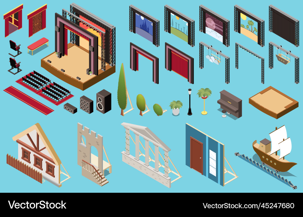 Theatre interior set Royalty Free Vector Image
