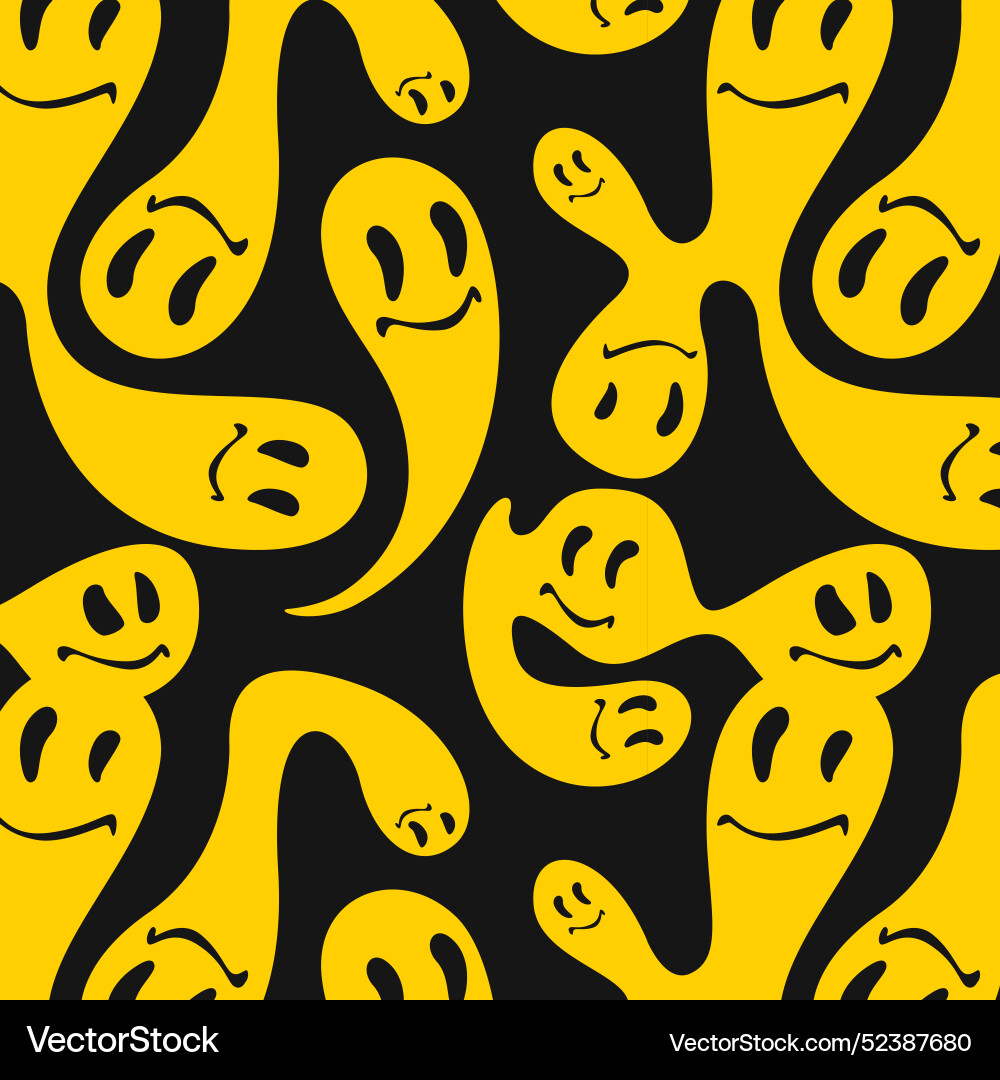 Yellow merged and distorted emoticon pattern Vector Image