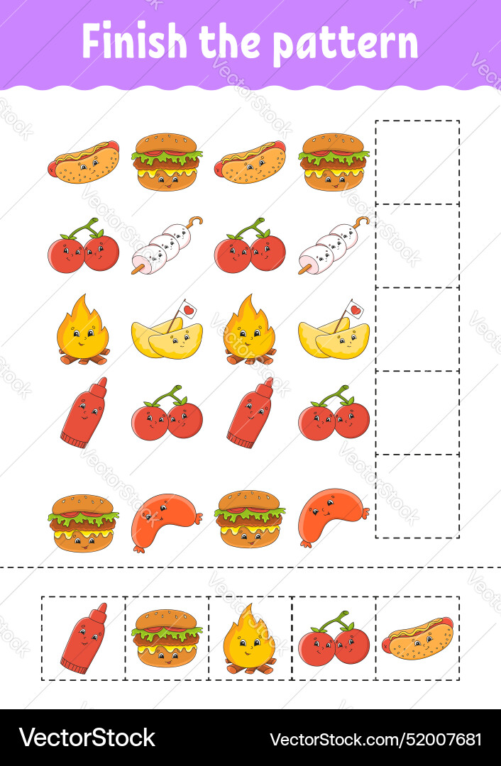 Finish the pattern cut and play education Vector Image