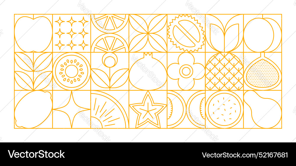 Fruit and berry food line modern geometric pattern