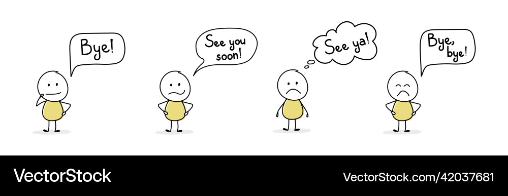 Sad stickman with speech bubble - bye see ya Vector Image