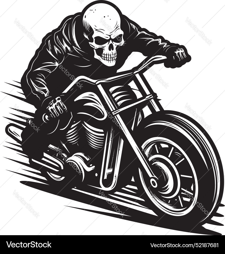 Spooky speedster skeleton biker on motorcycle Vector Image