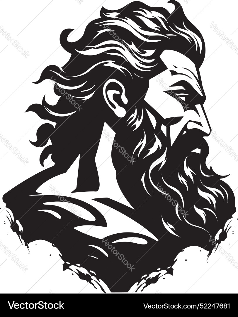 Trident triumph poseidon god logo in elegant Vector Image