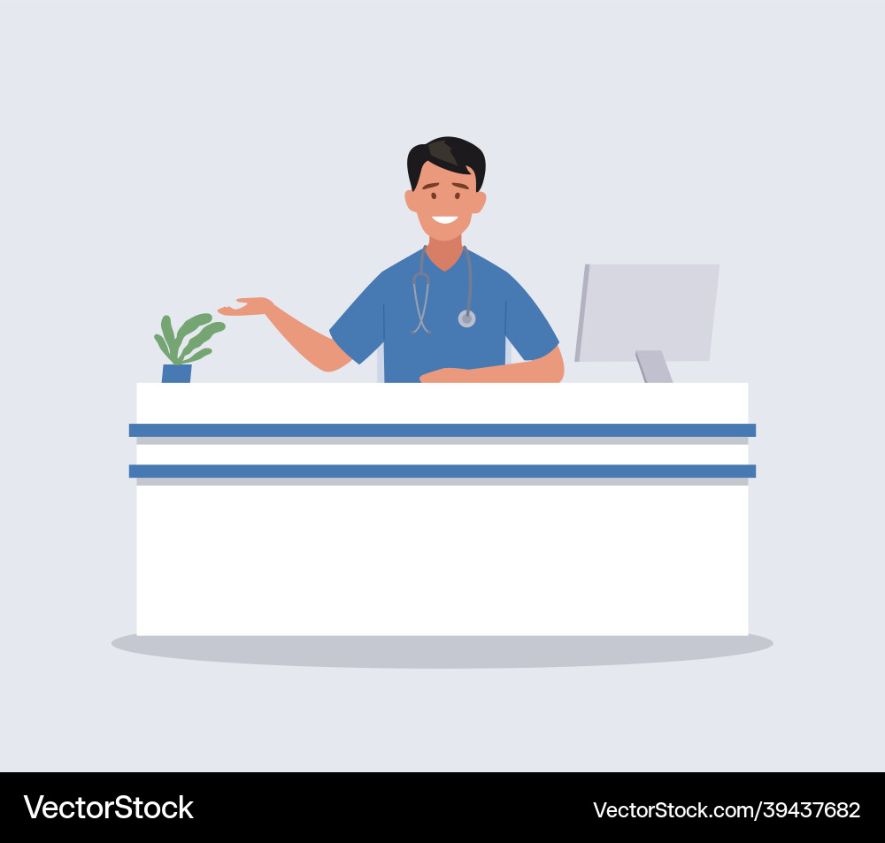 A doctor sitting at desk and working Royalty Free Vector