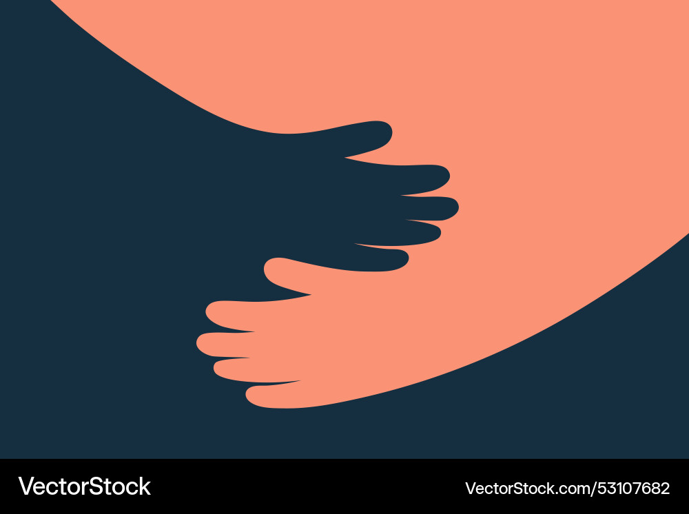 Graphic design of intertwined hands signifying Vector Image