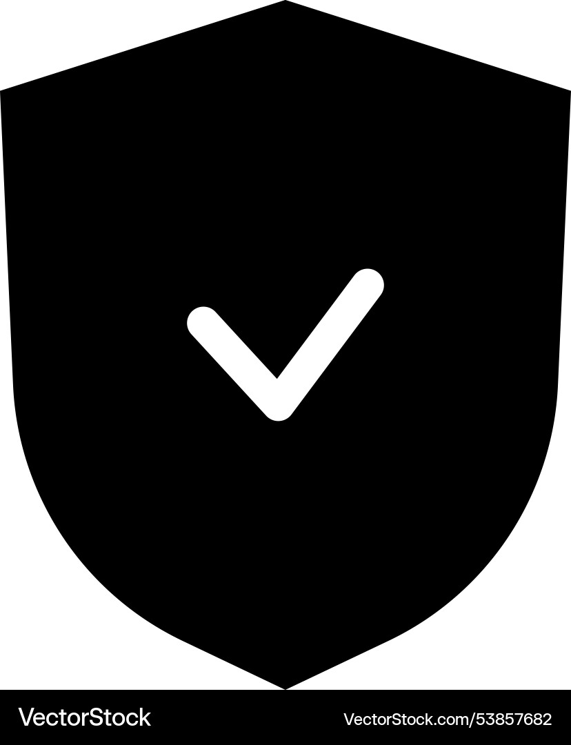 Shield with check sign protection- icon Royalty Free Vector