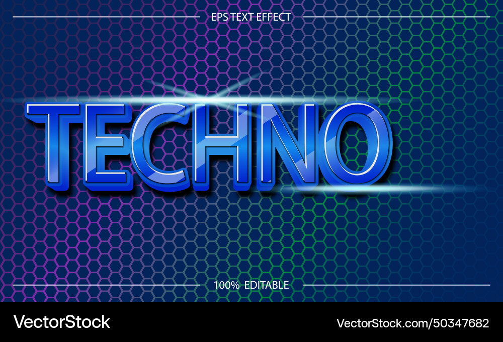 Techno text effect Royalty Free Vector Image - VectorStock